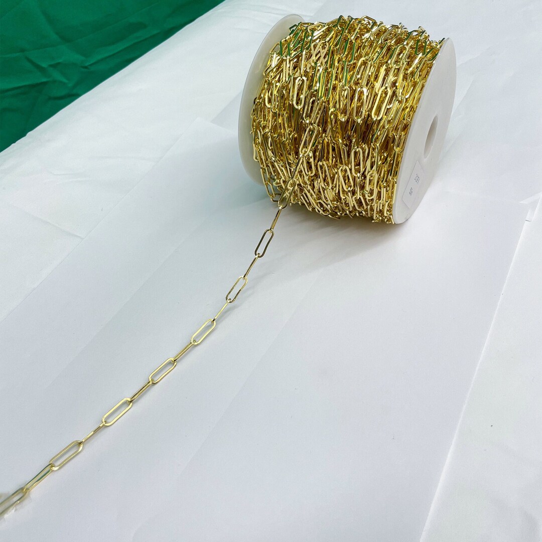 Gold Paperclip Rolo Cable Unfinished Chain by Yard, 10.5mm X 5mm X 0 ...