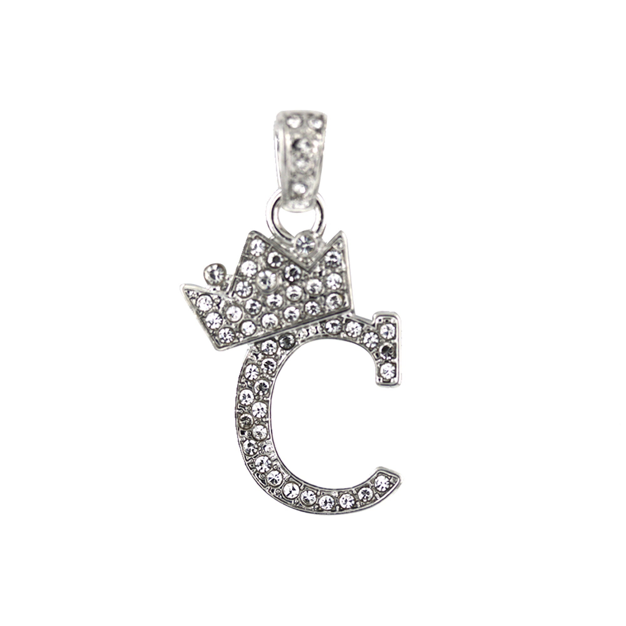 Initial Letter Crown Pendant Necklace, King Queen Crown Jewelry, CZ ...