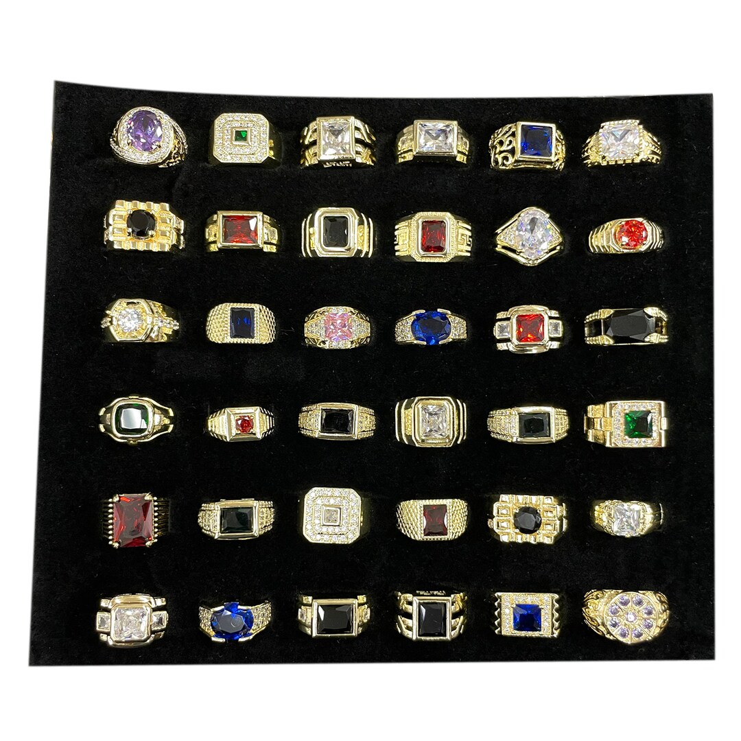 Bulk Assorted CZ Stone Men Ring, Promise Engagement Ring for Him ...