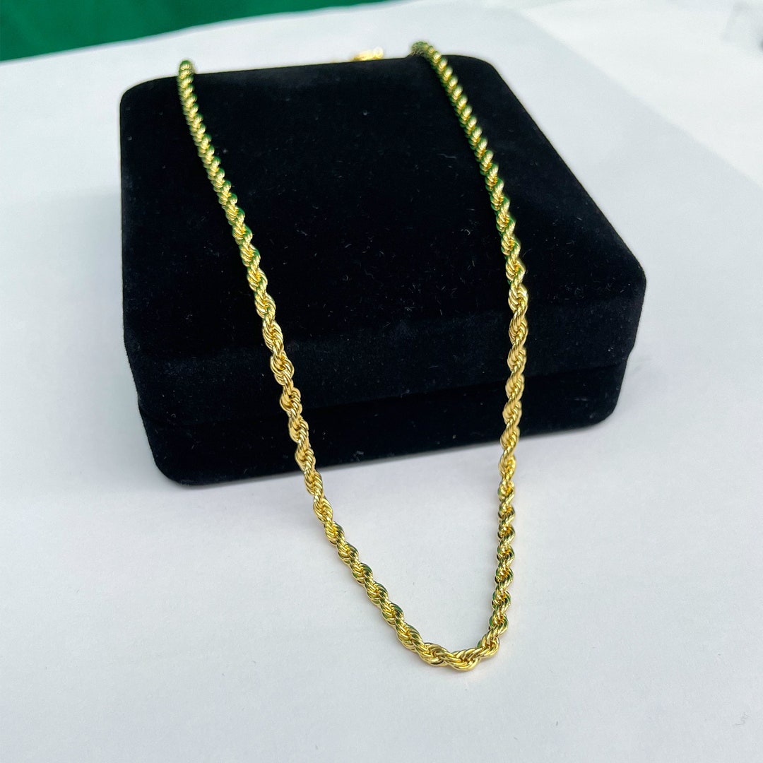 2.4 MM Gold Rope Chain, Long Rope Chain for Women, Dainty Figaro Curb ...