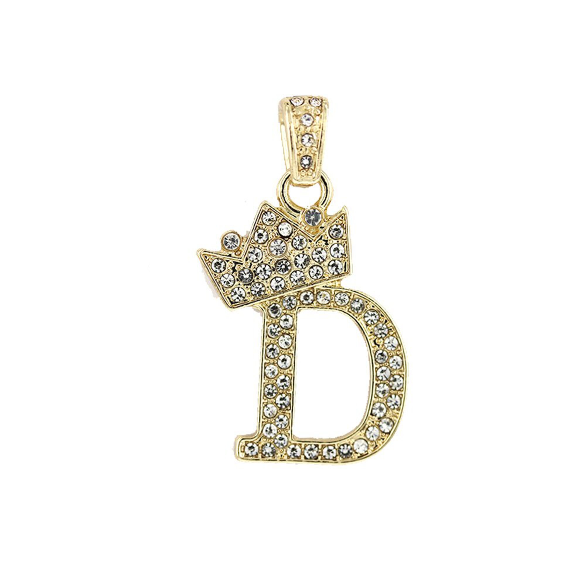 Initial Letter Crown Pendant Necklace, King Queen Crown Jewelry, CZ ...