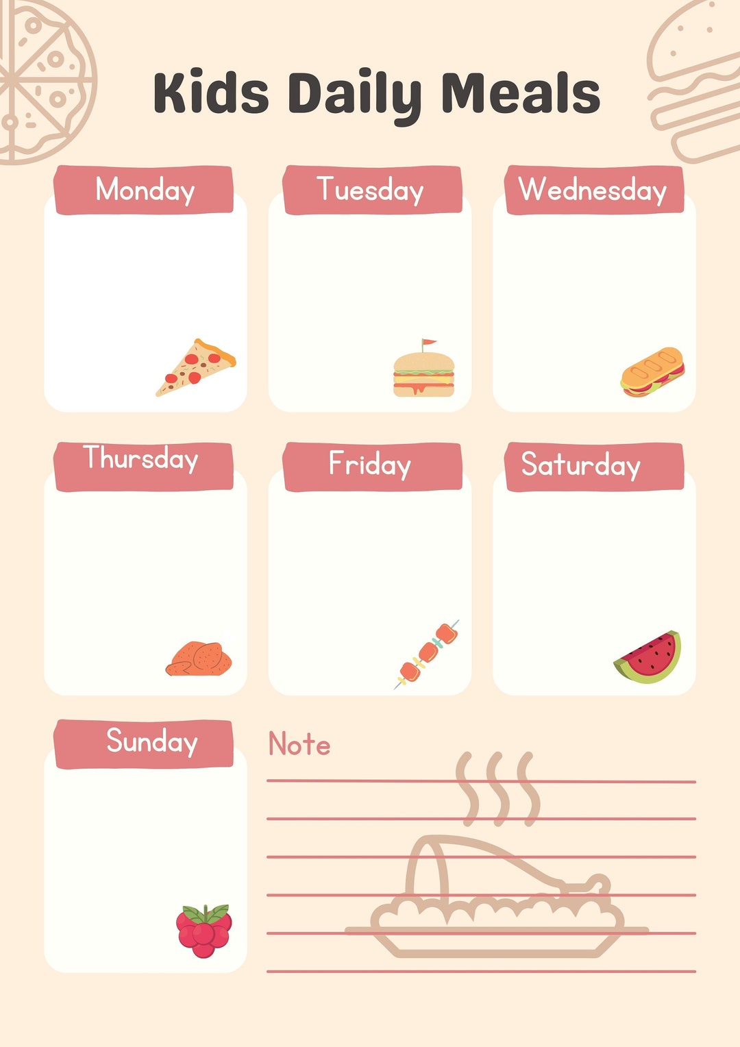 Kids Meal Planner Digital Planner Kindergarten Meal Planner - Etsy