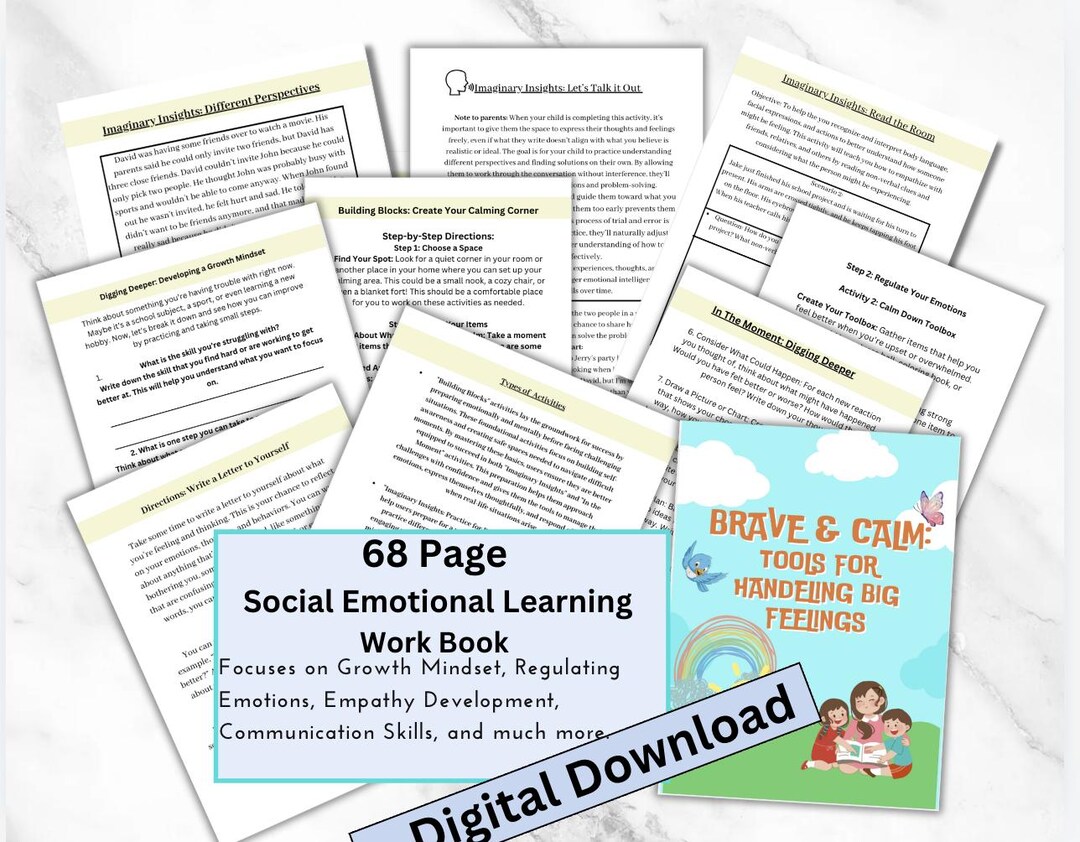 Social Emotional Learning SEL Workbook: Brave & Calm Tools for Handling ...