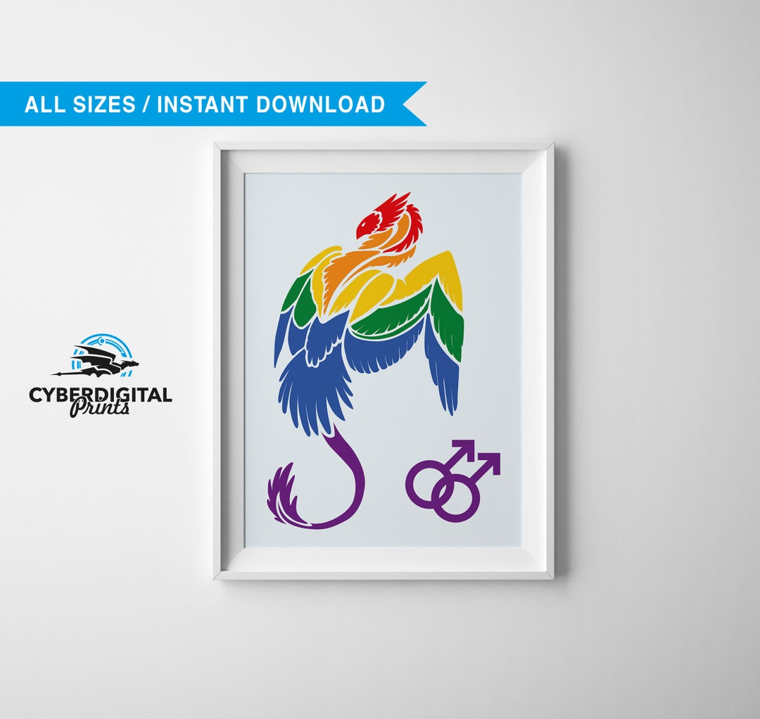 Pride Dragon homosexual Poster LGBTQ Poster Dragon Poster Rainbow ...