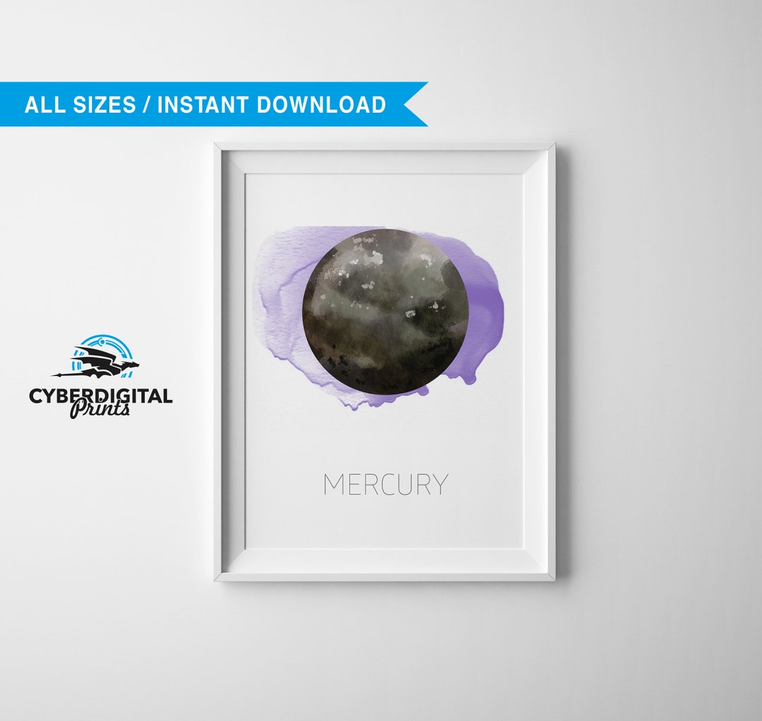 Mercury Poster [watercolor Print | Planet Printable Art | Planet Poster ...