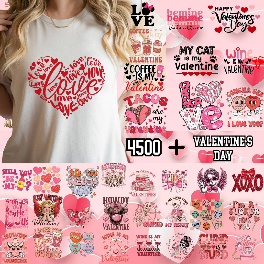 4500 Valentine's Day Bundle Designs Perfect for Print on Demand, Best ...
