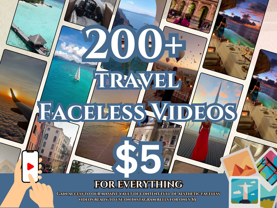 200+ Faceless Travel Aesthetic Reels Bundle MRR/PLR, Faceless Reels ...