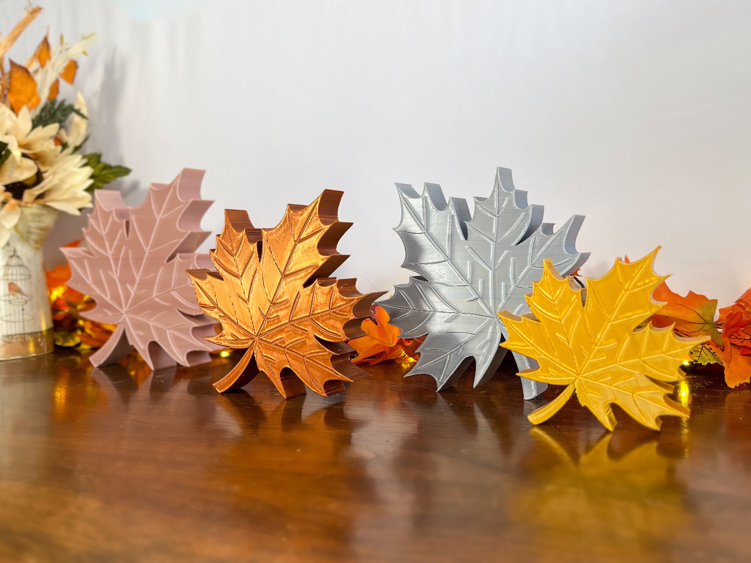 Metallic Maple Leaves 4 Pack, Fall Home Decoration, Autumn Mantel ...