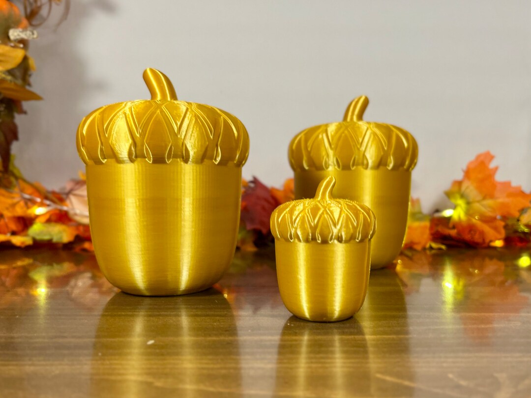 Gold Acorn 3 Pack, Indoor Fall Table Decoration, Thanksgiving Harvest ...