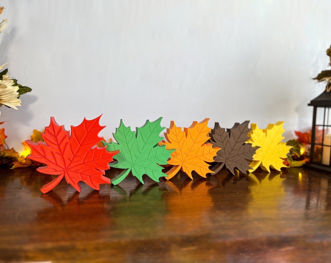 Maple Leaf 5 Pack, Colorful Home Autumn Decor, Fall Farmhouse Accent ...