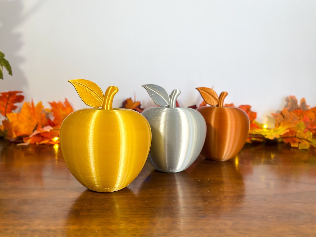 Metallic Apple 3 Pack, Gold Silver Bronze, Indoor Fall Decoration ...