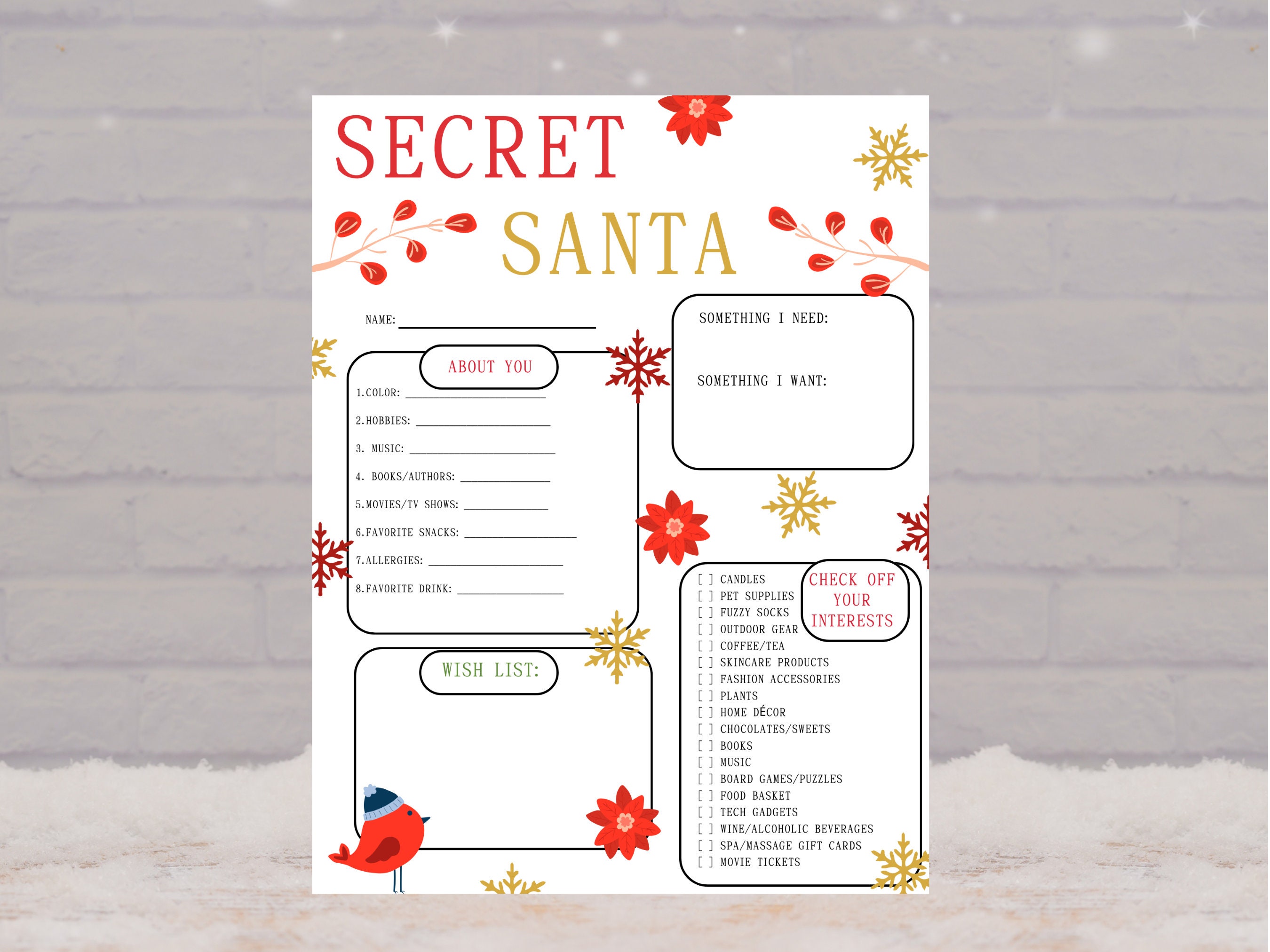 Secret Santa Questionnaire Work, Christmas Party, Work, Secret Santa ...