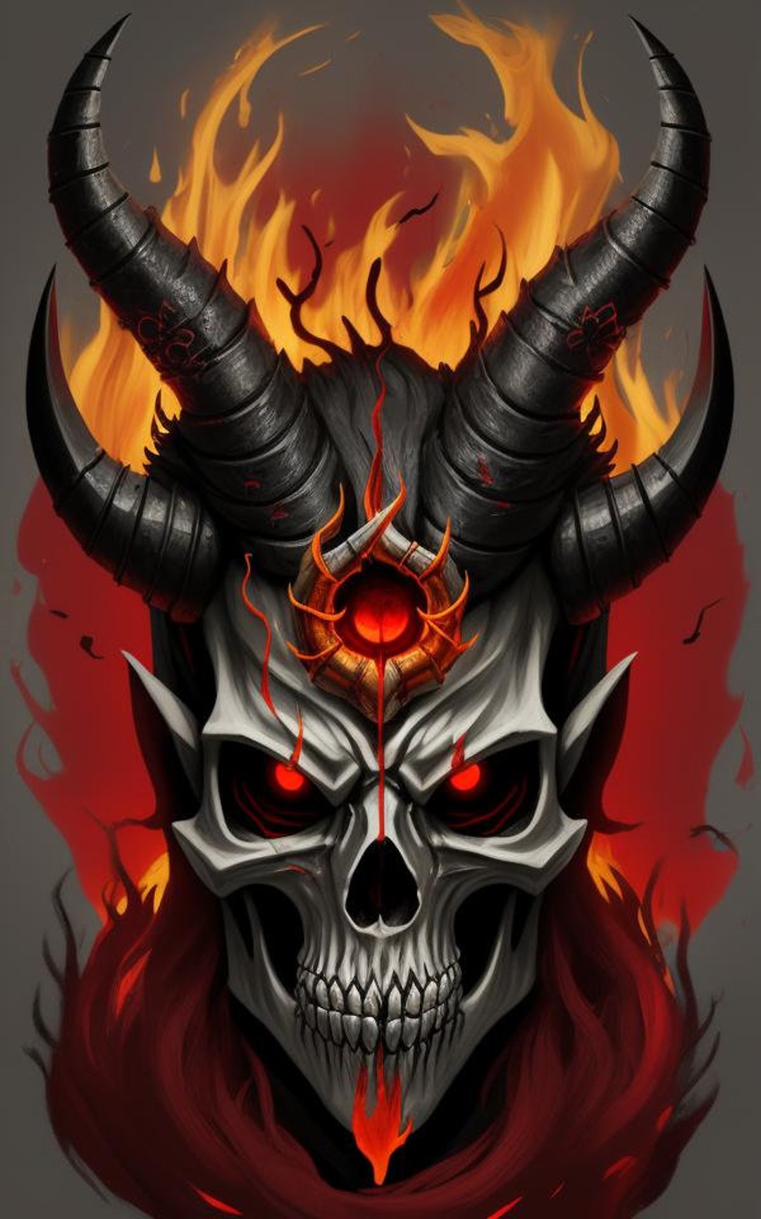 Infernal Devotion: the Fiery Visage of Malevolence - Etsy