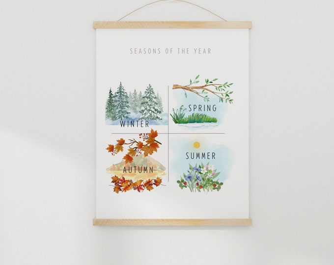 MONTHS of the Year & Four SEASONS POSTER • Montessori Educational ...