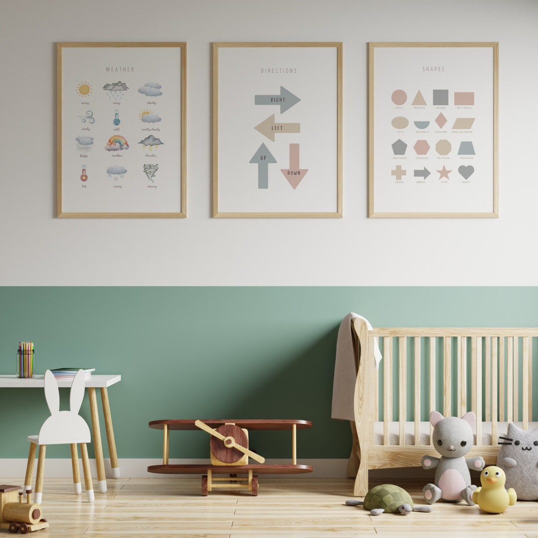 Set of 8 Educational Posters, Montessori Homeschool Prints, Neutral ...