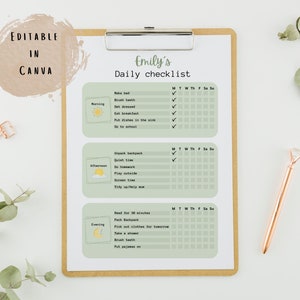 Kids Daily Checklist, Editable Kids Daily School Checklist, Printable ...