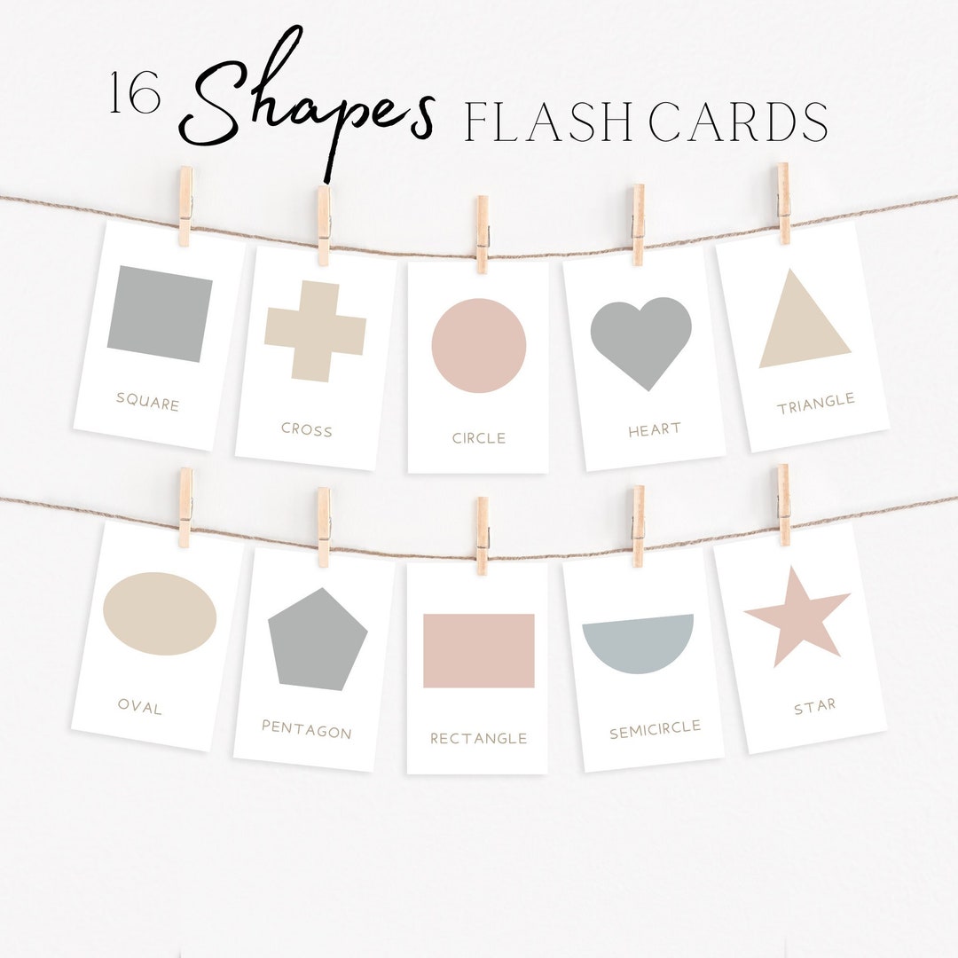 Montessori Shapes Flashcards Set | 16 Educational Cards | Preschool ...