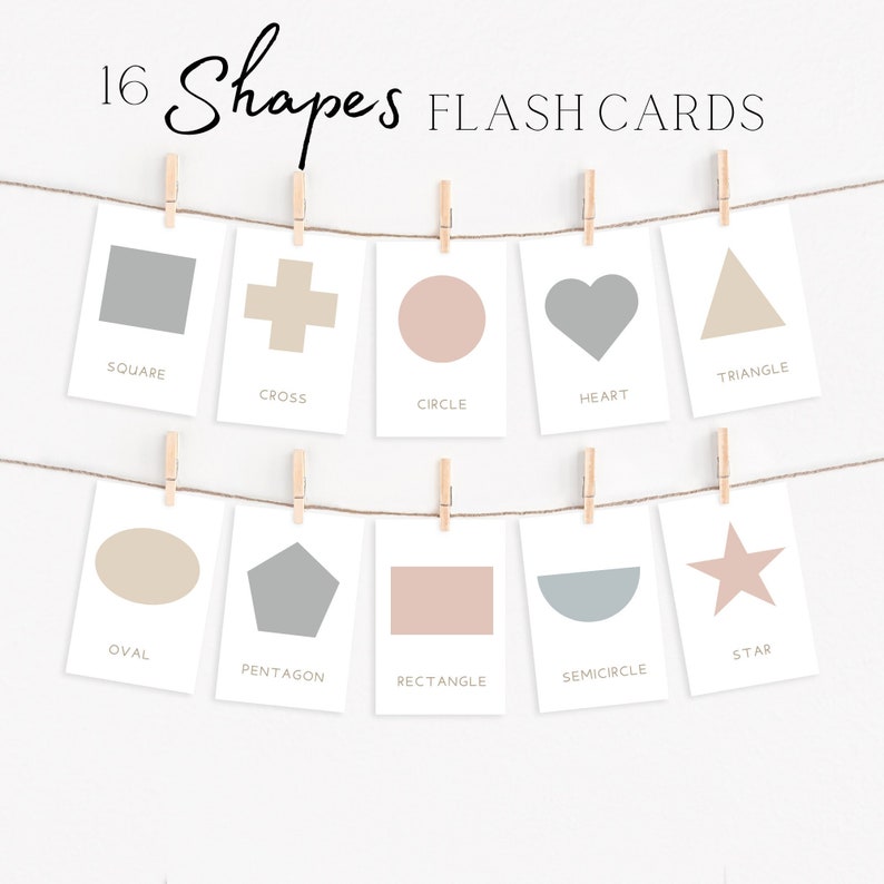 Montessori Shapes Flashcards Set | 16 Educational Cards | Preschool ...