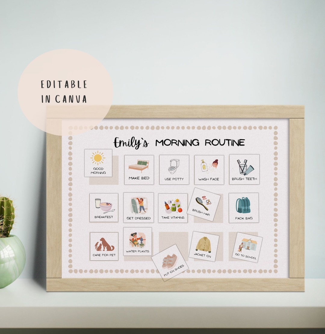 Editable Visual Routine Chart: Daily Kids' Schedule With Cards. Morning ...