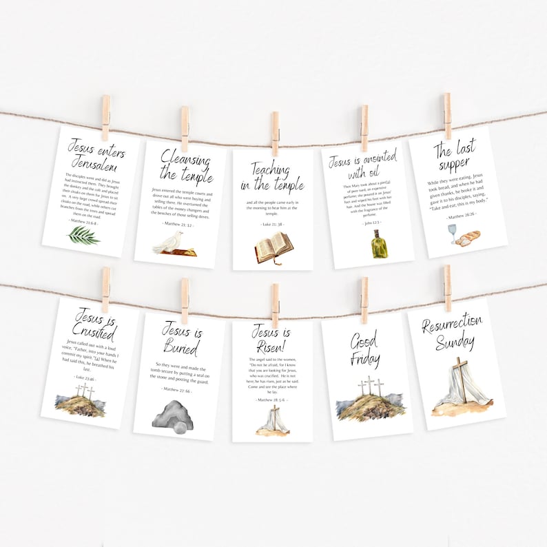 Bible Holy Week Study Cards Printable | Easter Story Cards | Easter ...