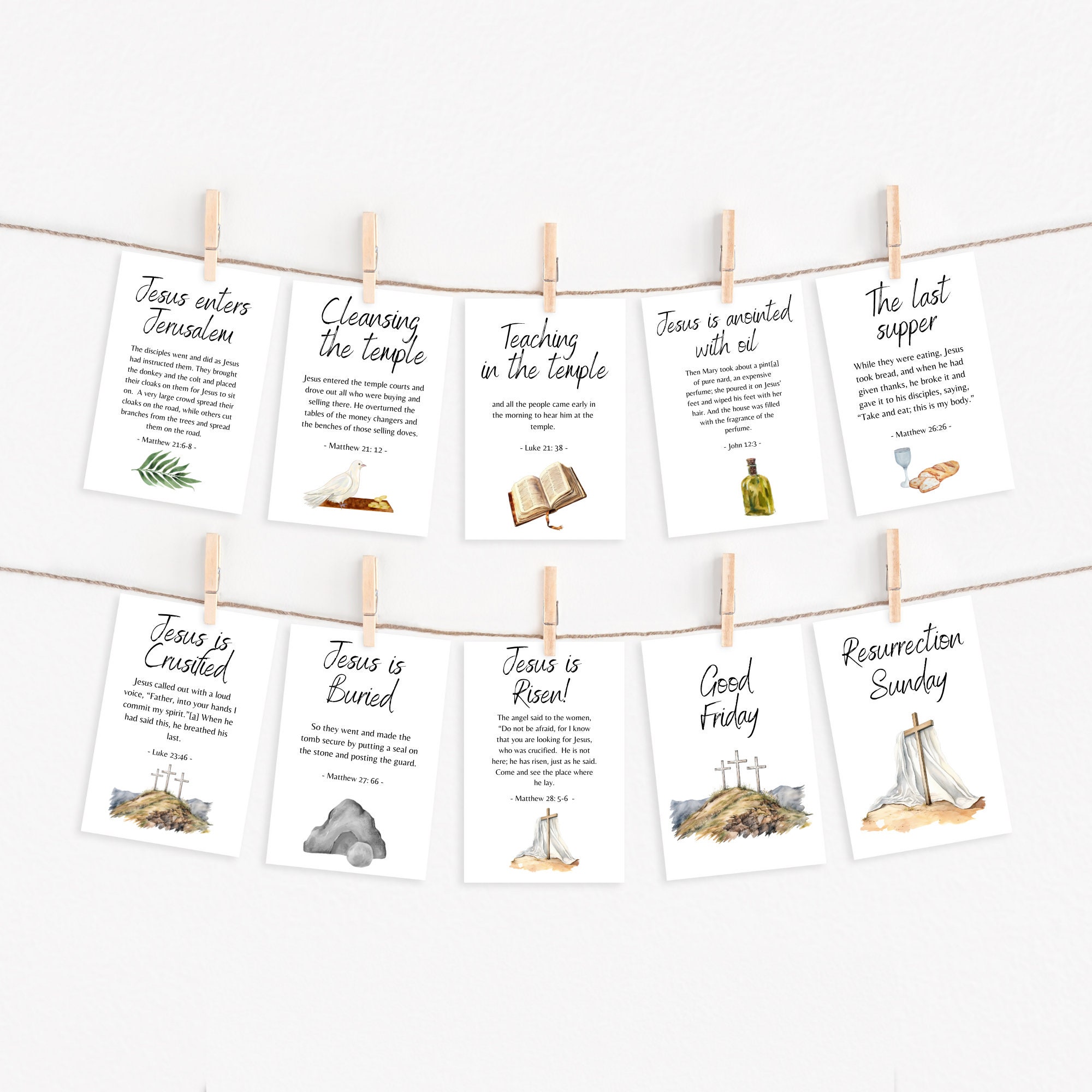Bible Holy Week Study Cards Printable | Easter Story Cards | Easter ...