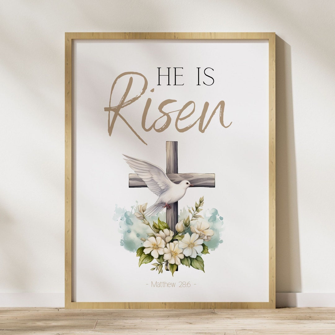 He is Risen Poster | Christian Easter Art | Easter Decoration ...
