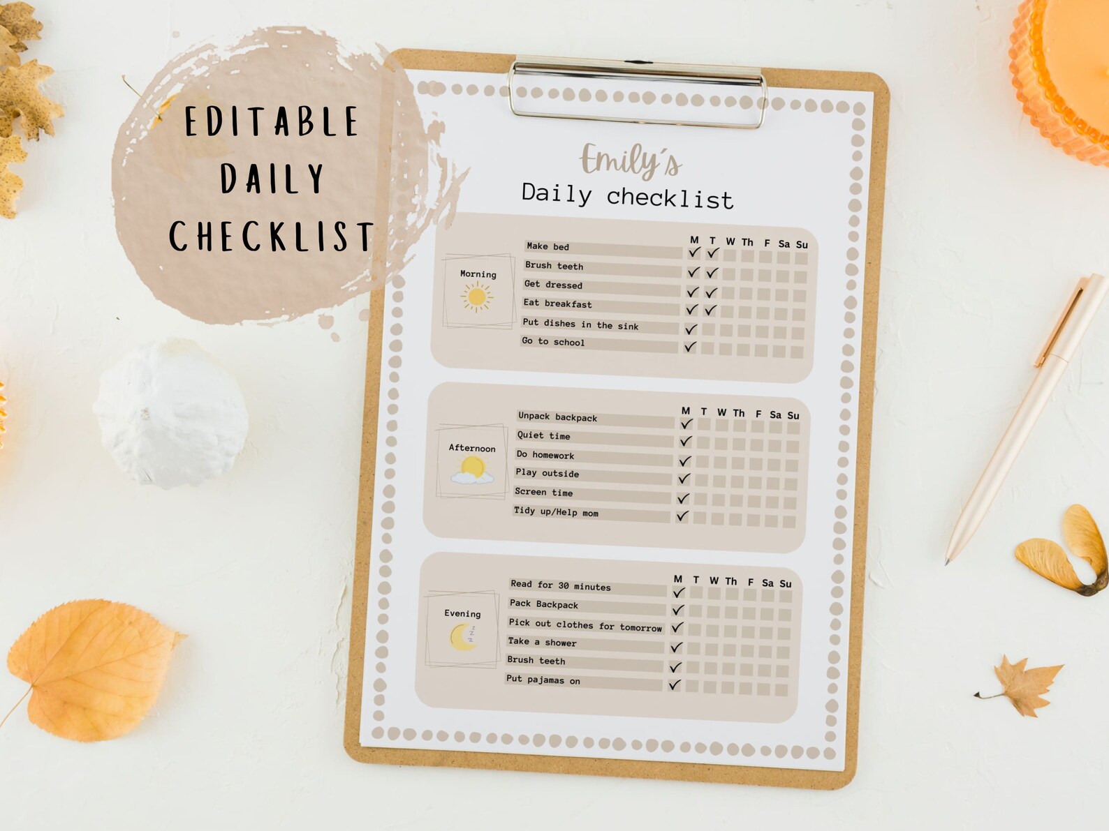 Kids Routine & Chore Charts Bundle, Reward Chart, Editable Daily ...