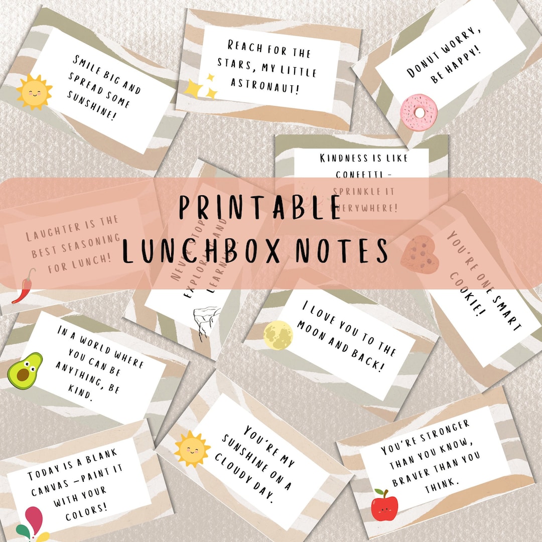 24 Fun & Loving Printable Lunchbox Notes for Kids -positive ...