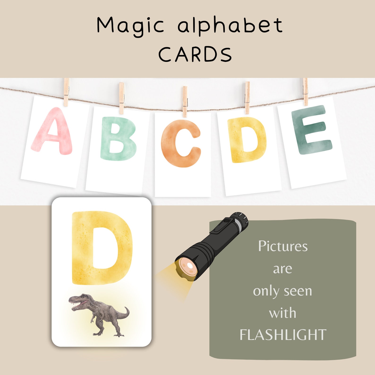 Magic Alphabet Flash Cards, Toddlers Preschool, Early Learning Resource ...
