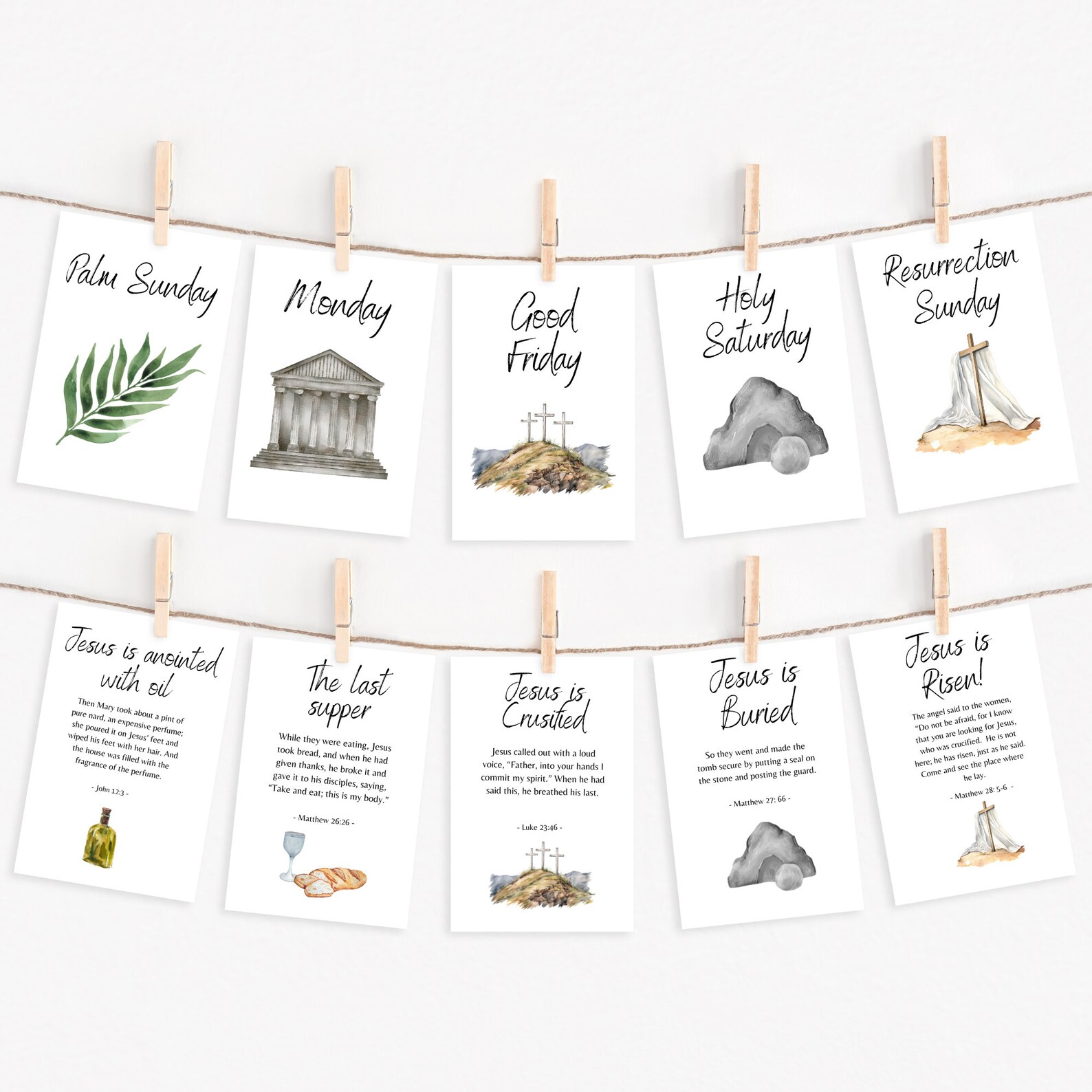 Easter Week Countdown Study Cards | Printable | Easter Story Cards ...