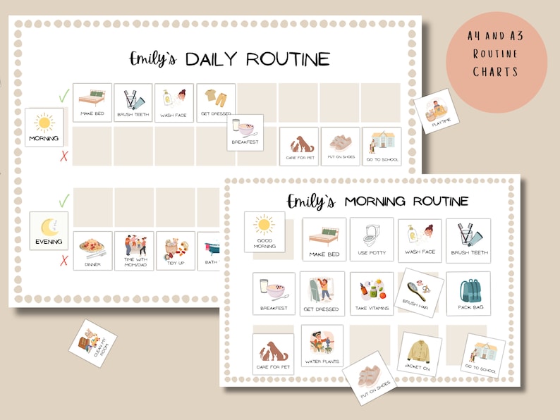 Kids Routine & Chore Charts Bundle, Reward Chart, Editable Daily ...