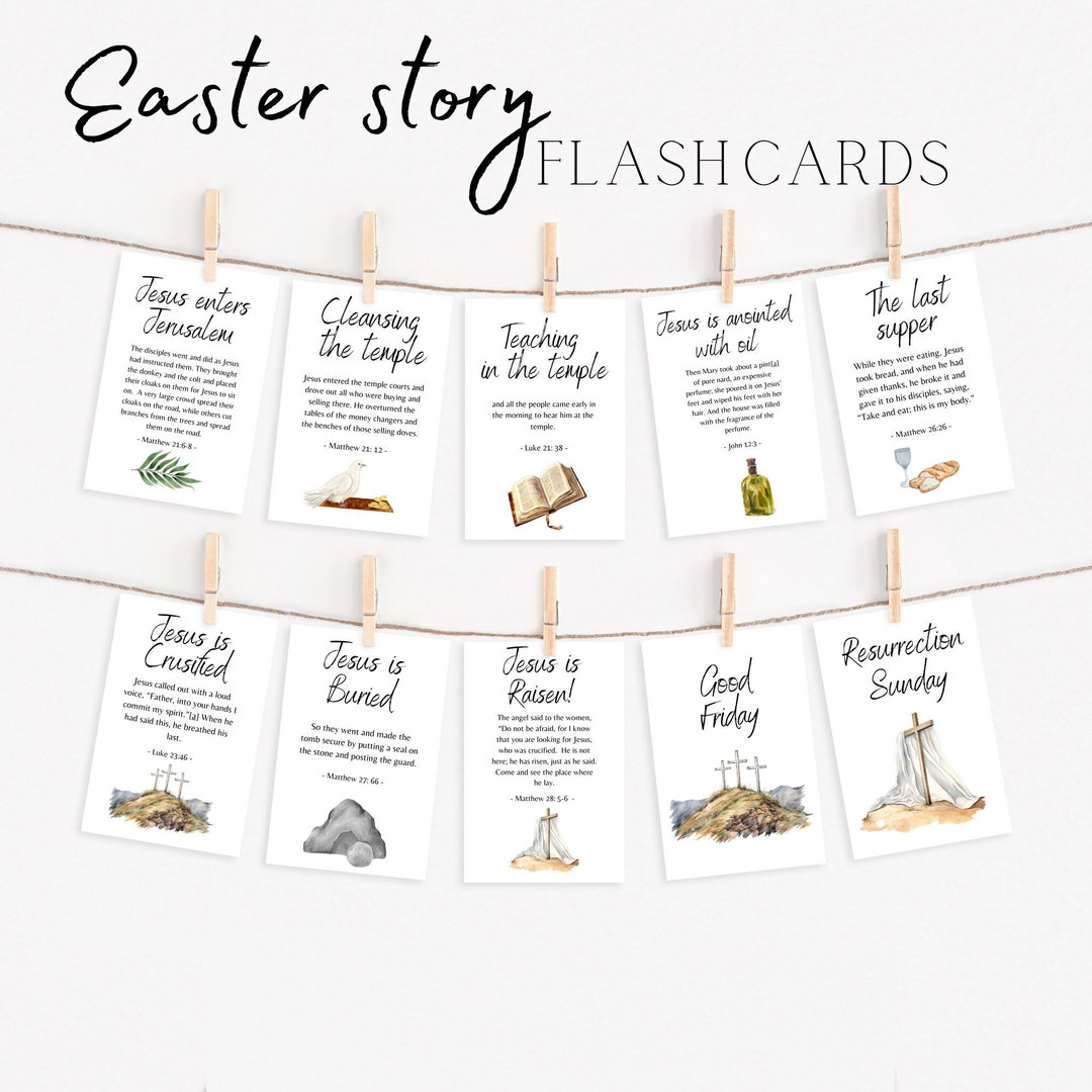 Holy Week Study Cards Printable Easter Story Cards Easter Countdown ...