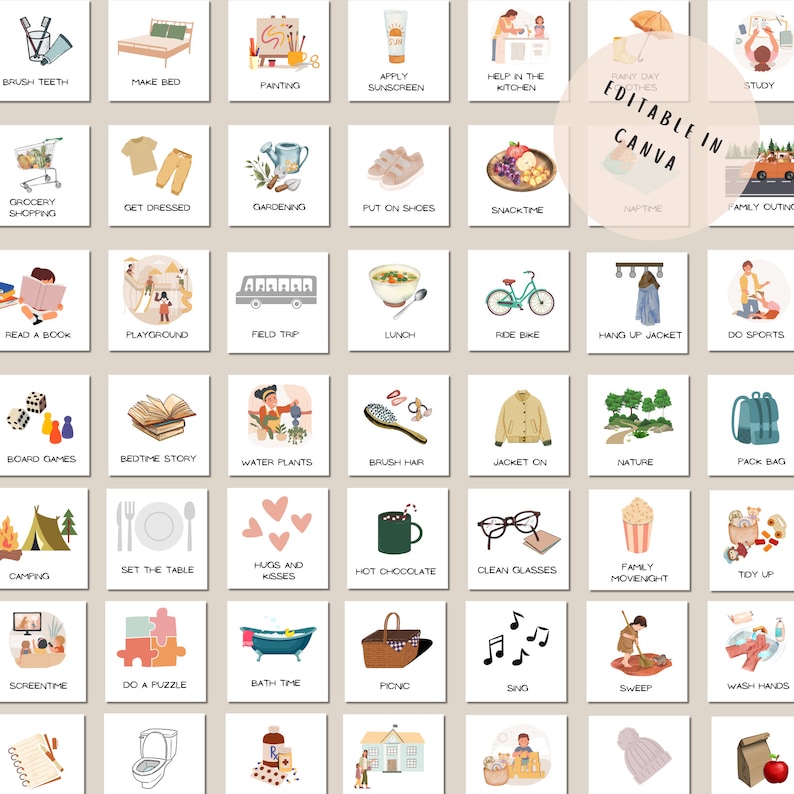 150 Routine Cards and Charts, Editable Visual Chart, Daily Kids ...