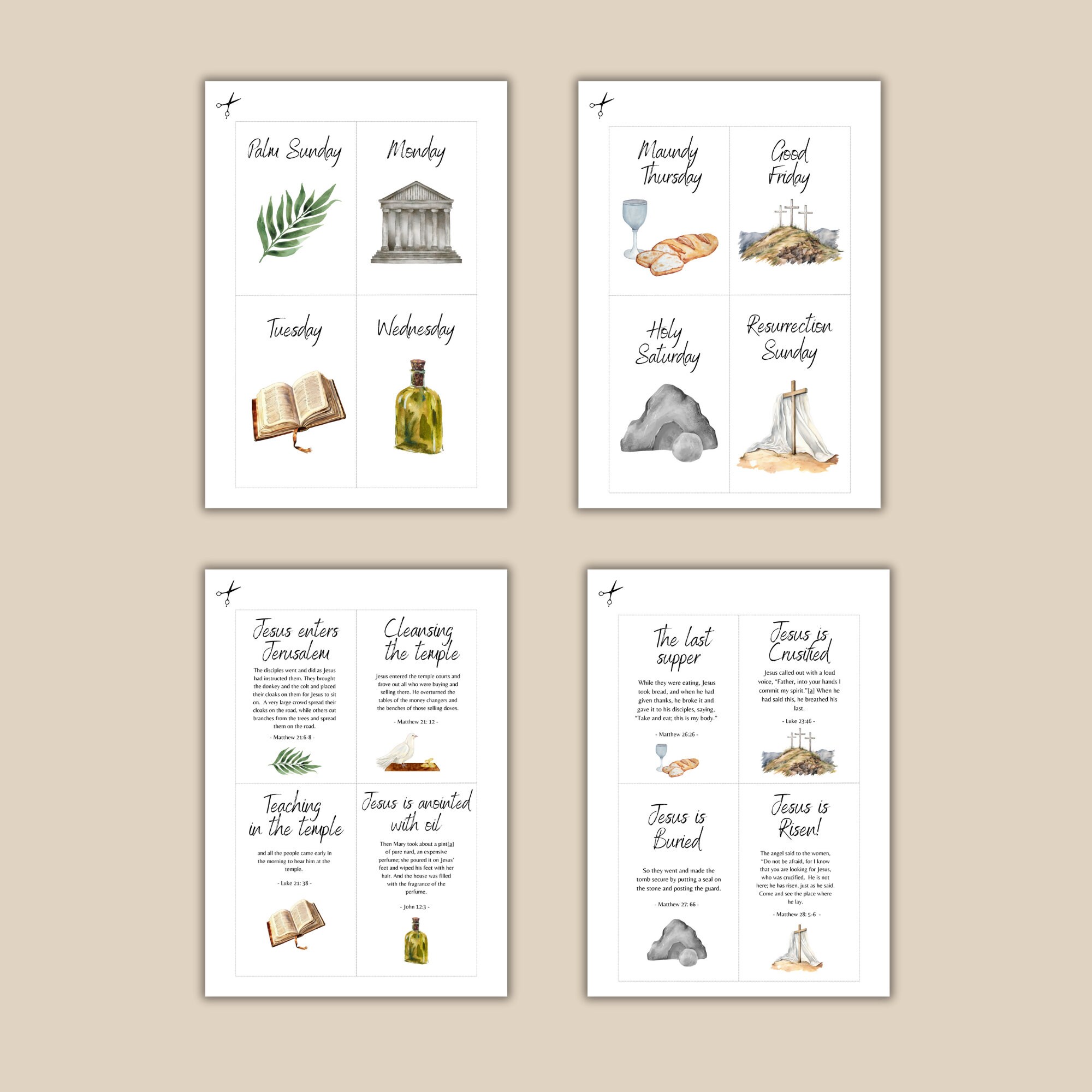 Bible Holy Week Study Cards Printable | Easter Story Cards | Easter ...