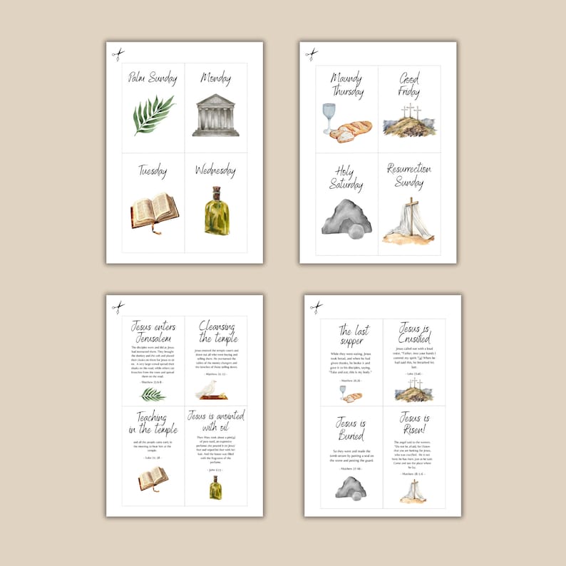 Holy Week Study Cards Printable | LDS Easter Story Cards | Easter ...
