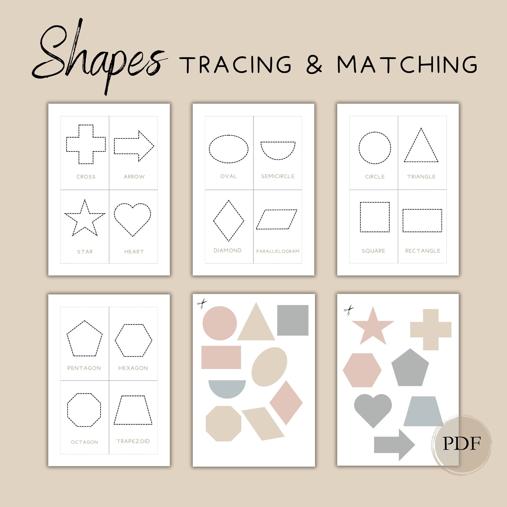Shapes Tracing & Matching Set | 16 Shapes | Preschool Learning Tools ...