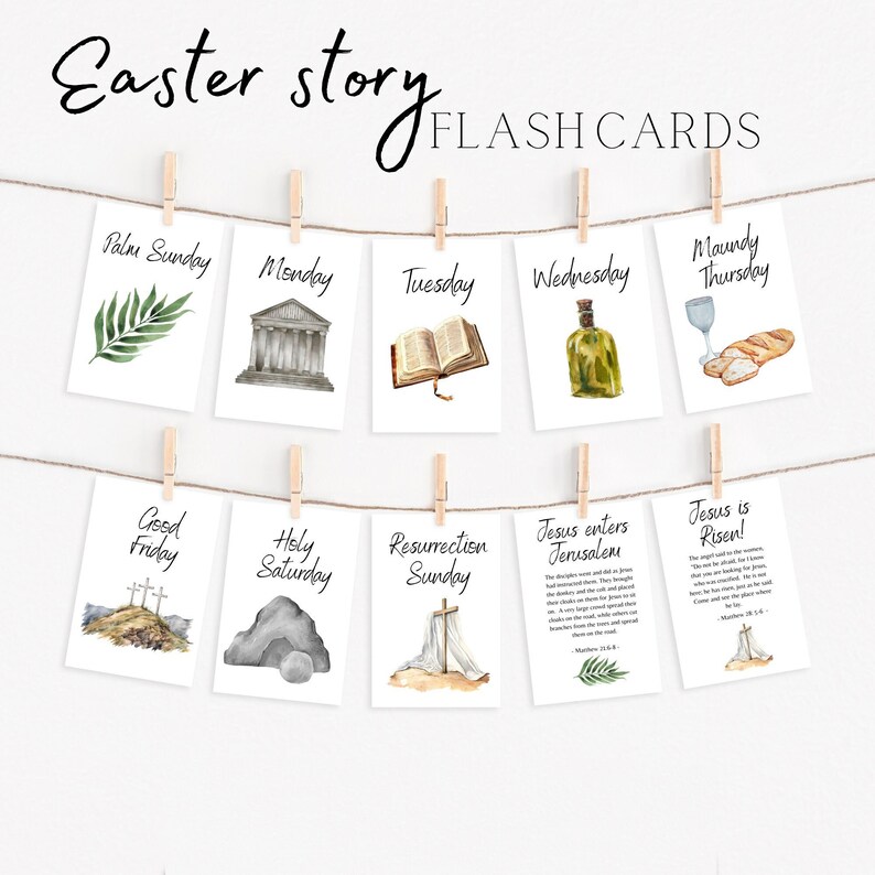 Easter Week Countdown Study Cards | Printable | Easter Story Cards ...