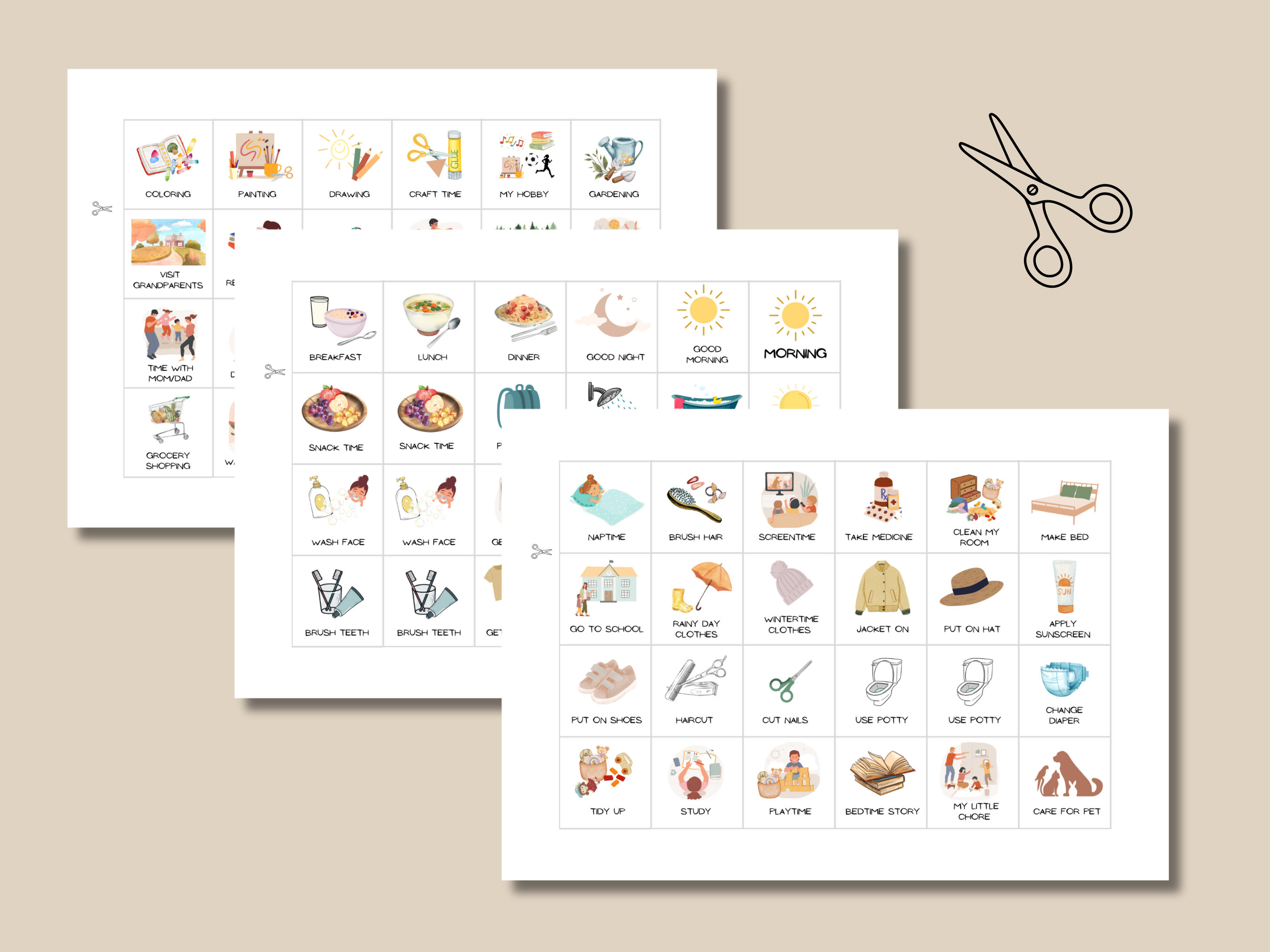 Editable Visual Routine Chart: Daily Kids' Schedule With Cards. Morning ...