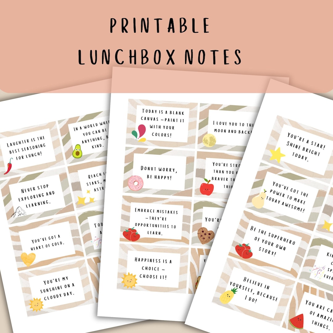 24 Fun & Loving Printable Lunchbox Notes for Kids -positive ...