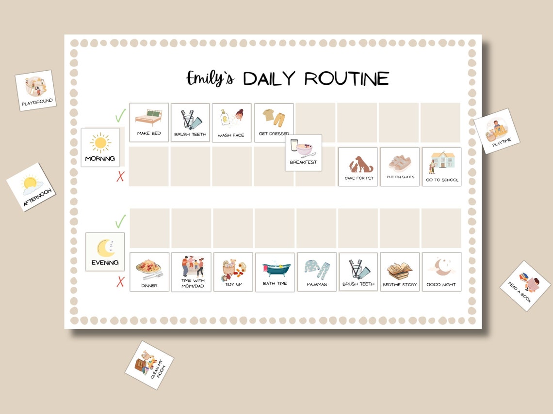 150 Routine Cards and Charts, Editable Visual Chart, Daily Kids ...
