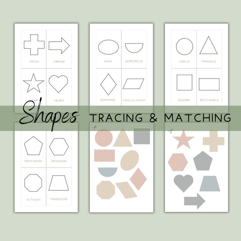 Shapes Tracing & Matching Set | 16 Shapes | Preschool Learning Tools ...