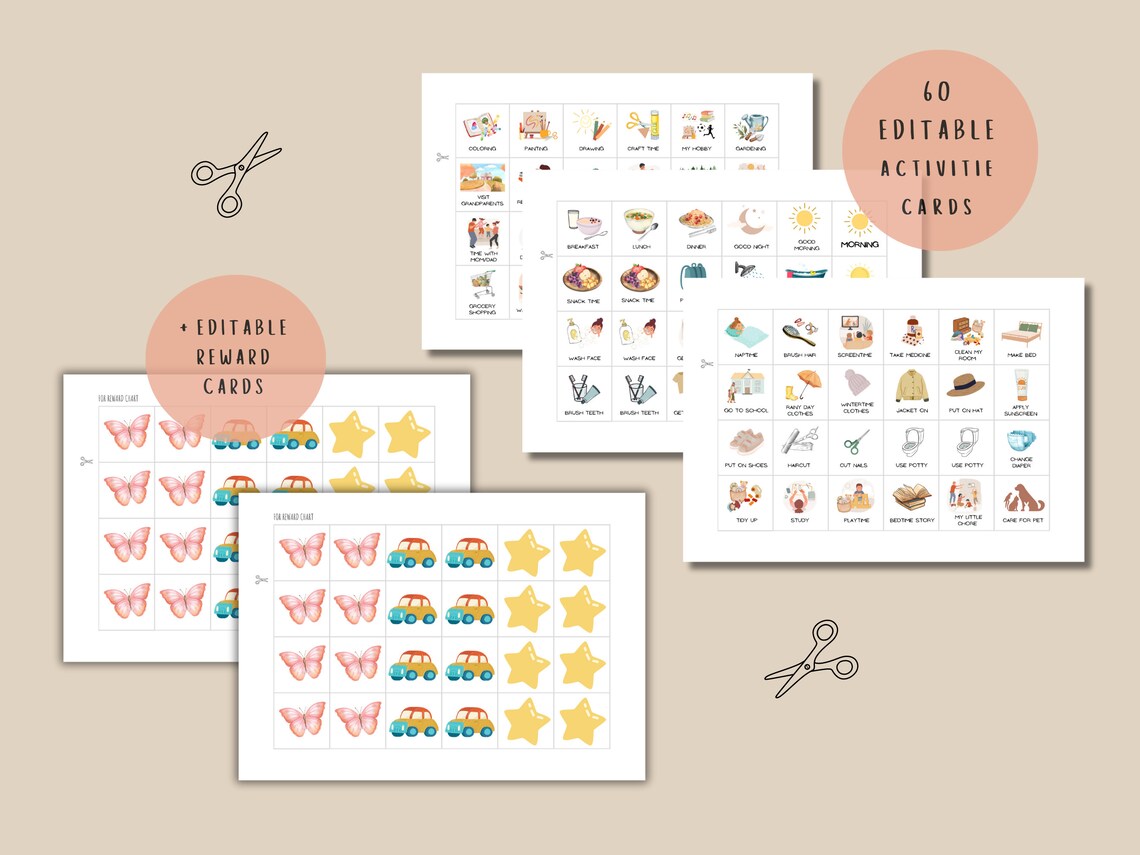 Kids Routine & Chore Charts Bundle, Reward Chart, Editable Daily ...