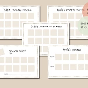 Kids Routine & Chore Charts Bundle, Reward Chart, Editable Daily ...