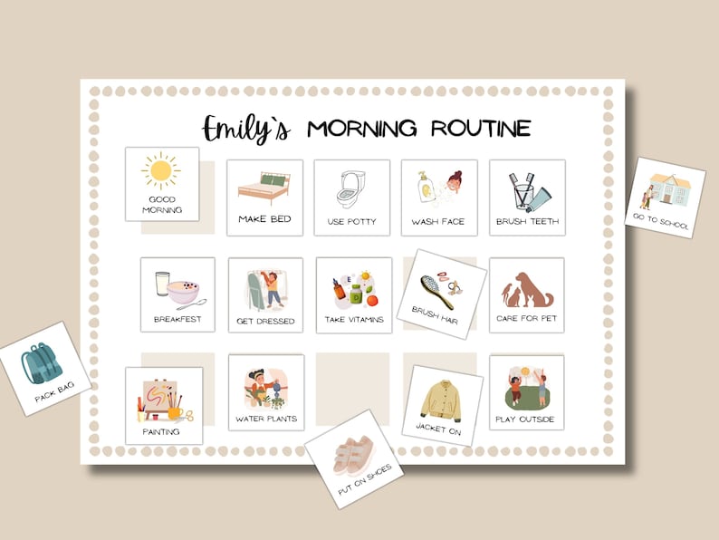 Editable Visual Routine Chart: Daily Kids' Schedule With Cards. Morning ...