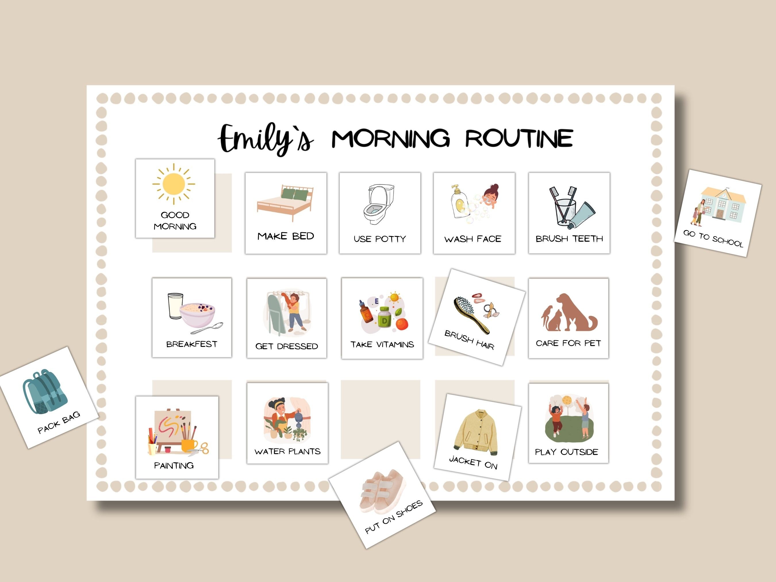 Editable Visual Routine Chart: Daily Kids' Schedule With Cards. Morning ...