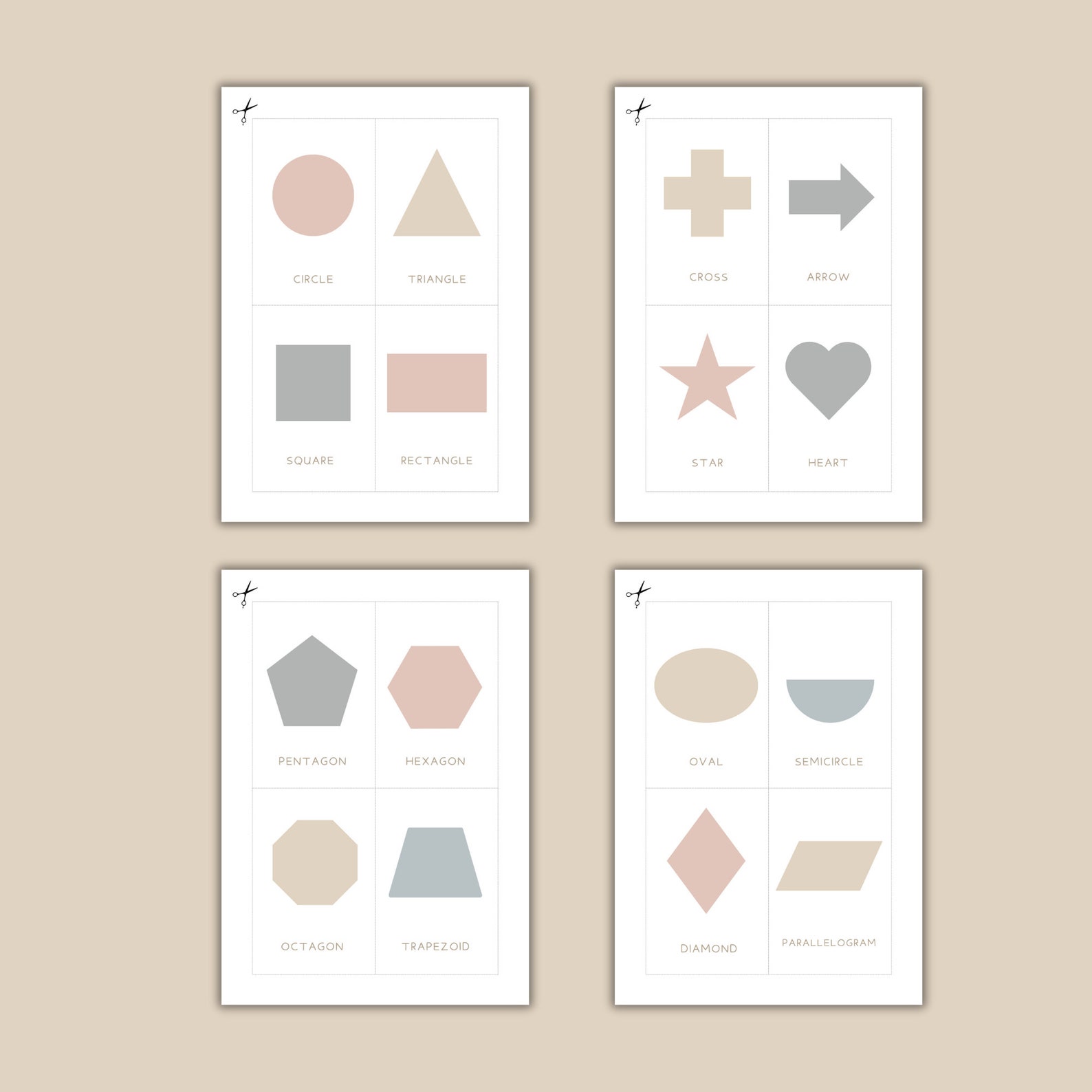 Montessori Shapes Flashcards Set | 16 Educational Cards | Preschool ...