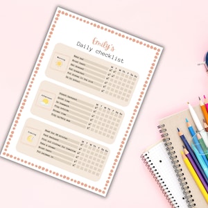 Kids Daily Checklist, Editable Kids Daily School Checklist, Printable ...