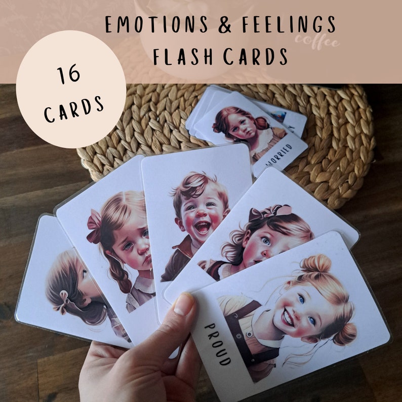 Kids Emotions Flashcards, Homeschool Ativity: Montessori Feelings Cards ...