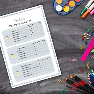 Kids Daily Checklist, Editable Kids Daily School Checklist, Printable ...