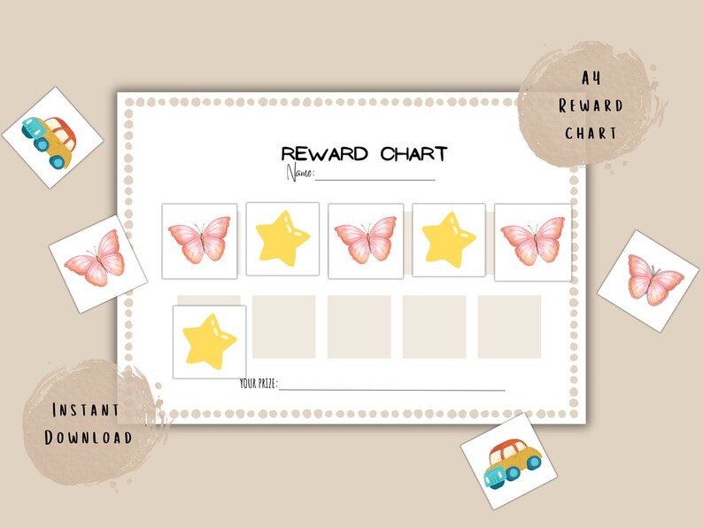 Reward Chart Toddler Printable Good Behavior Motivational - Etsy